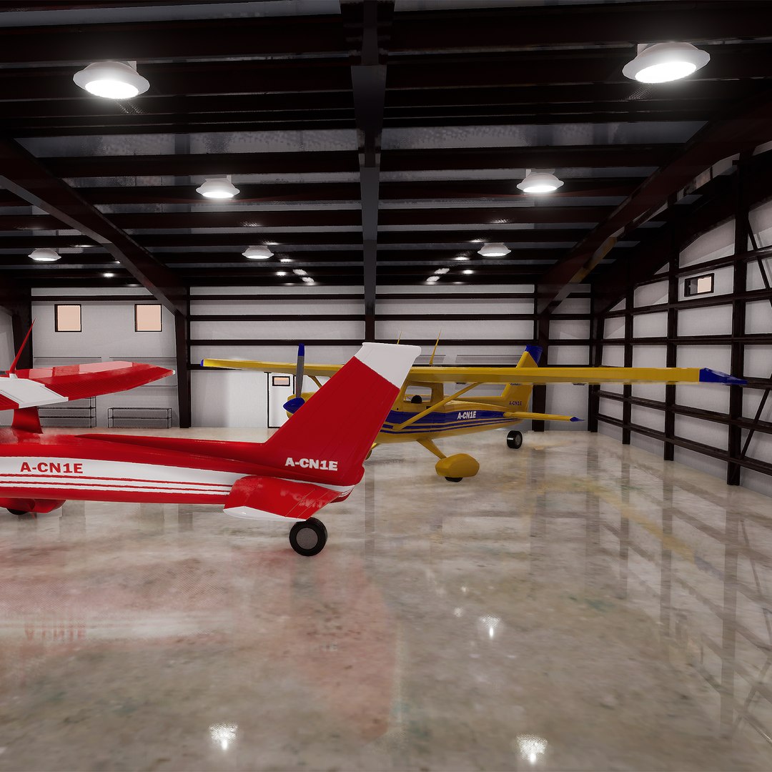 Airplane Hangar With 2 Airplanes 3D Model - TurboSquid 2046132