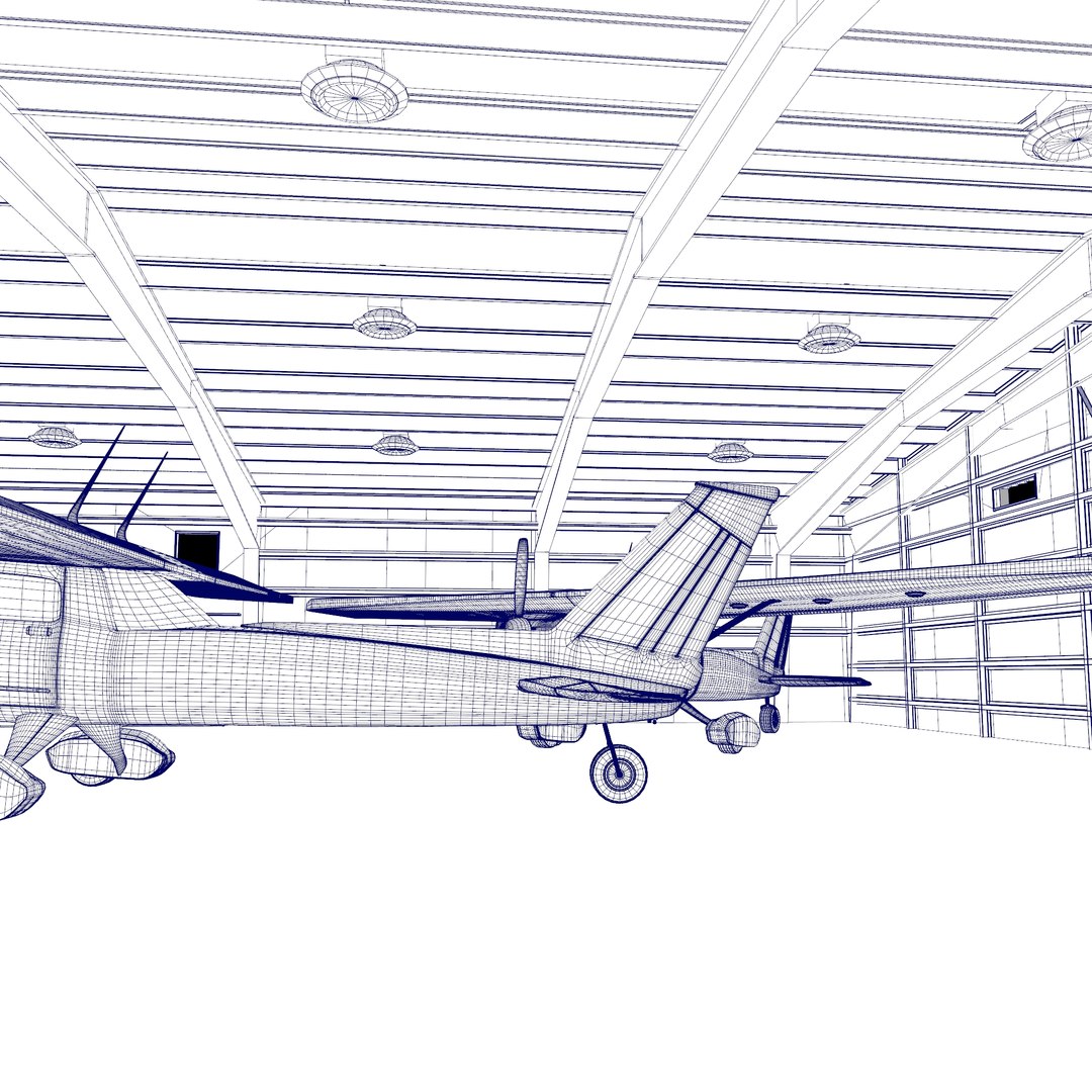 Airplane Hangar With 2 Airplanes 3D Model - TurboSquid 2046132