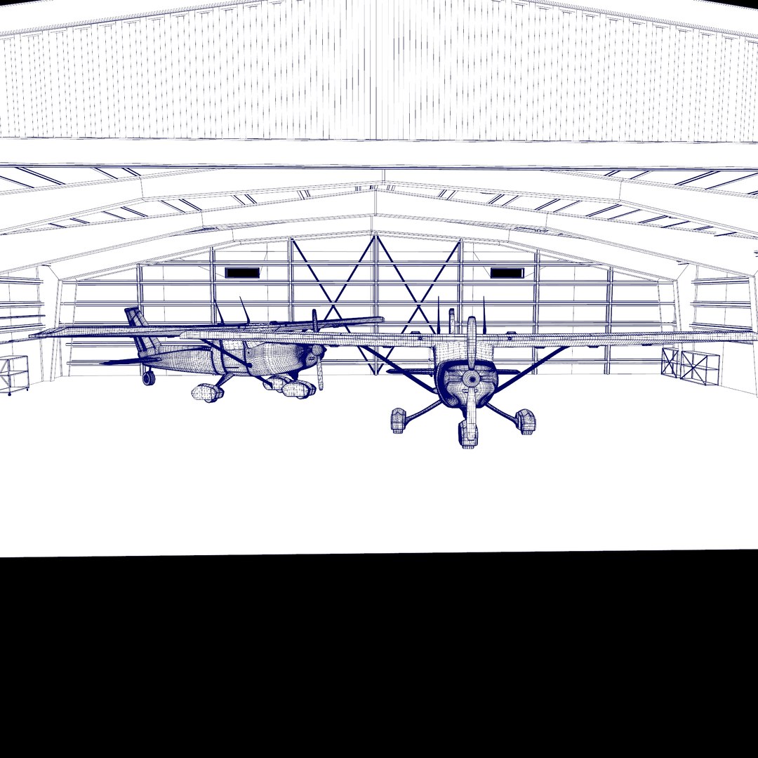 Airplane Hangar With 2 Airplanes 3D Model - TurboSquid 2046132