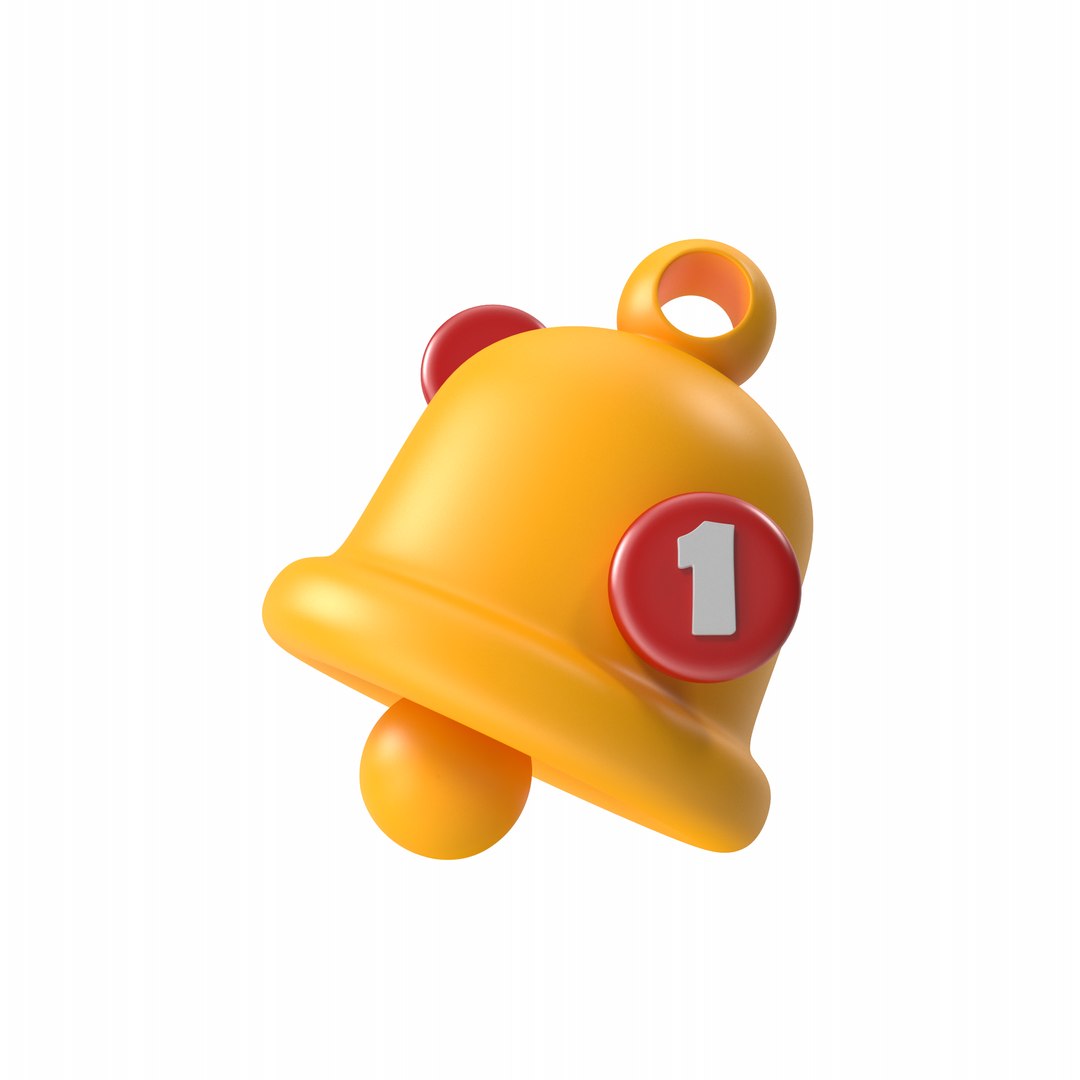 3D Notification Bell Cartoon Model - TurboSquid 2266984