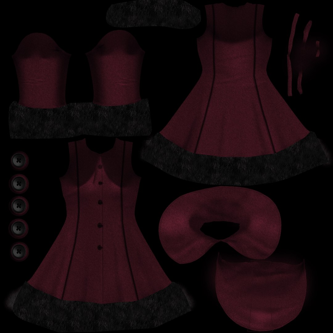 3D Heavy Wool And Fur Coat With Hood Cape - TurboSquid 1905417