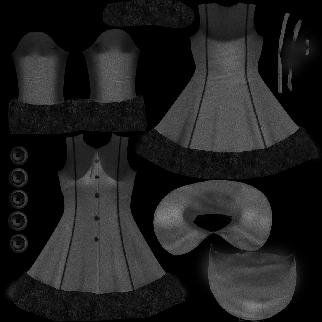 3D Heavy Wool And Fur Coat With Hood Cape - TurboSquid 1905417