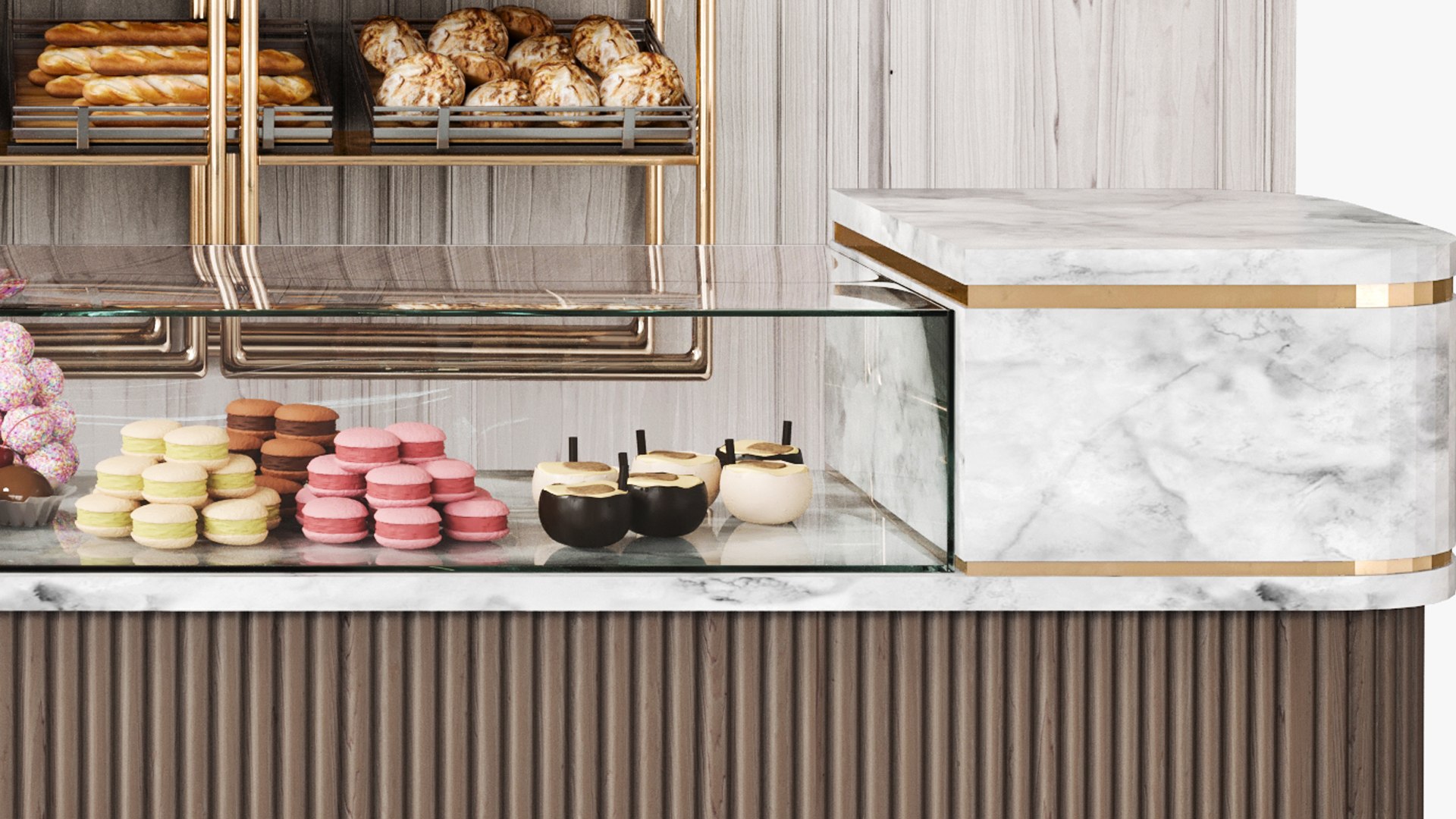 3D Modern Pastry Shop With Desserts In A Shopping Center - TurboSquid ...