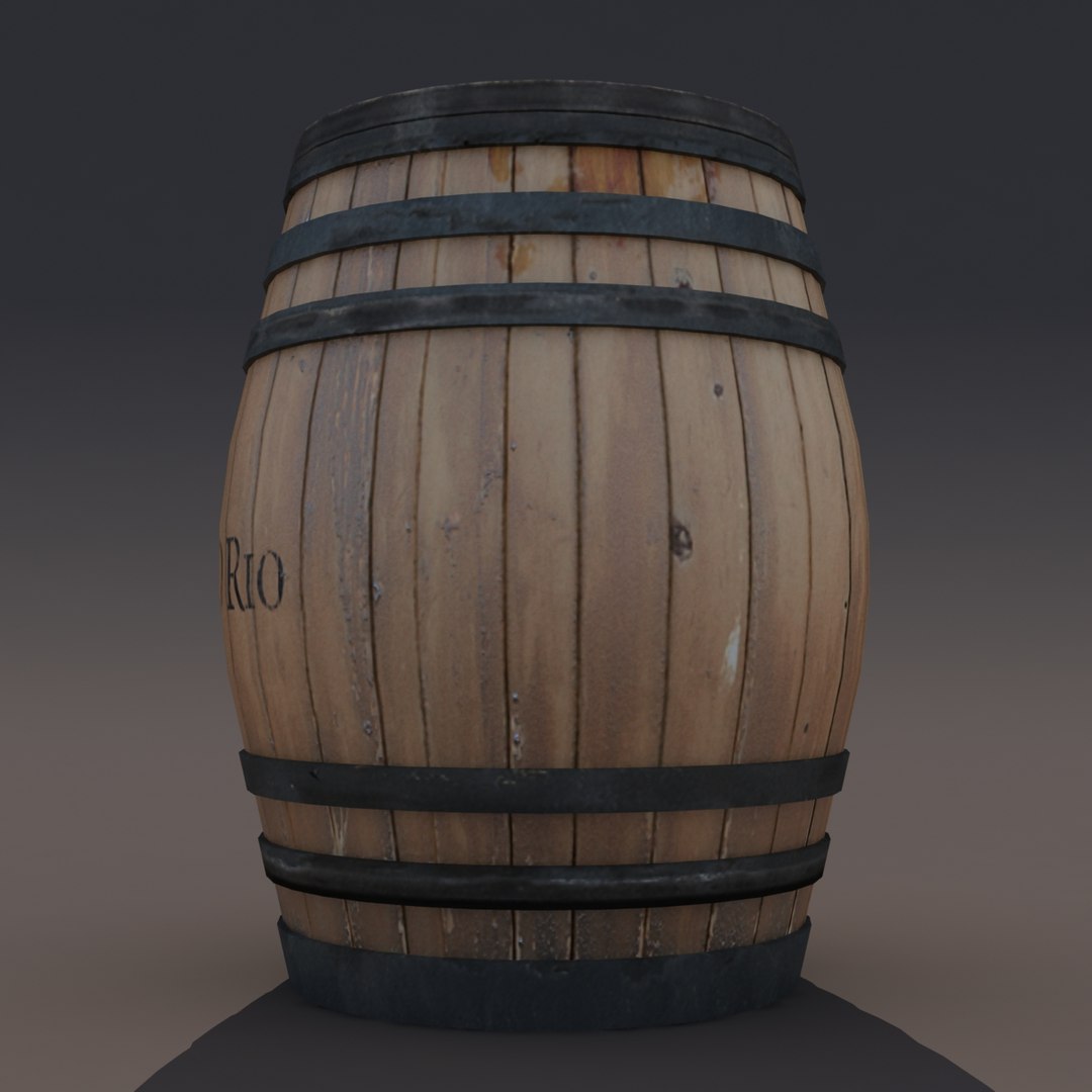 Max Old Wooden Barrel Modeled