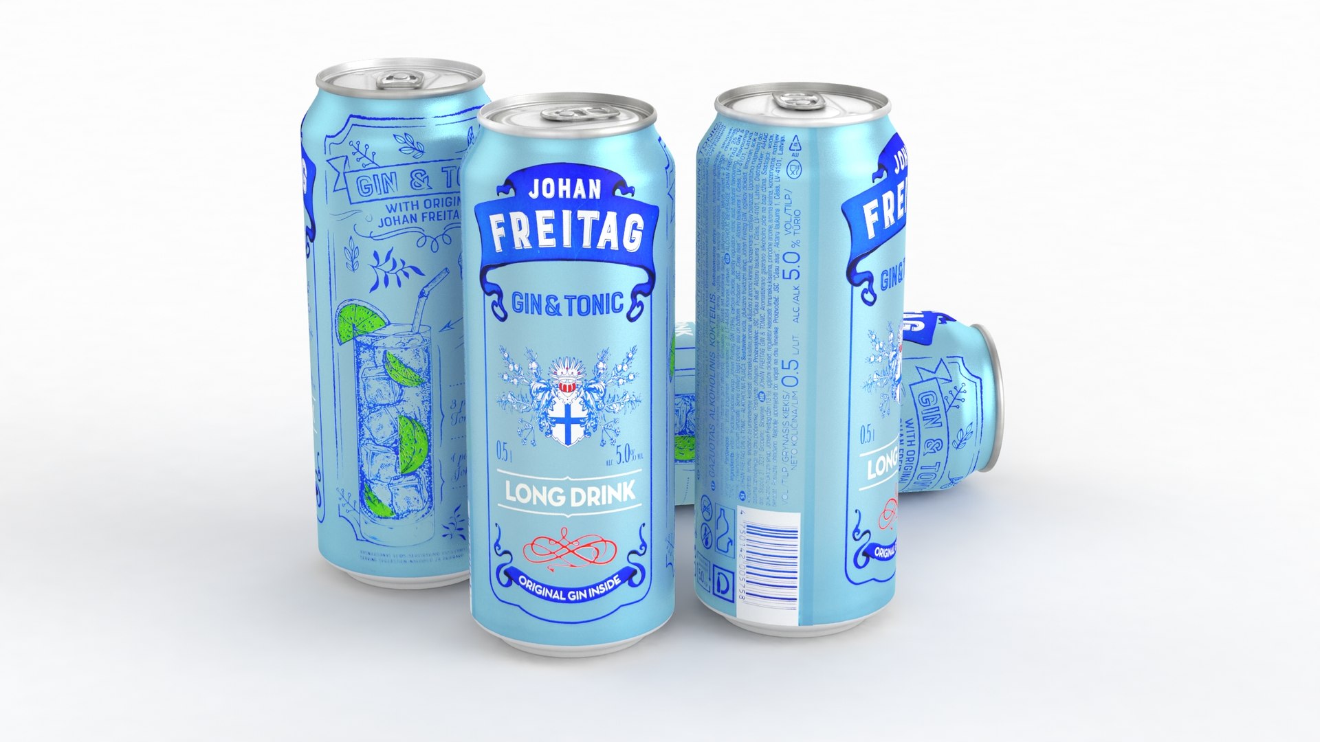 3D Alcohol Can Johan Freitag Gin And Tonic Long Drink 500ml 2024 ...
