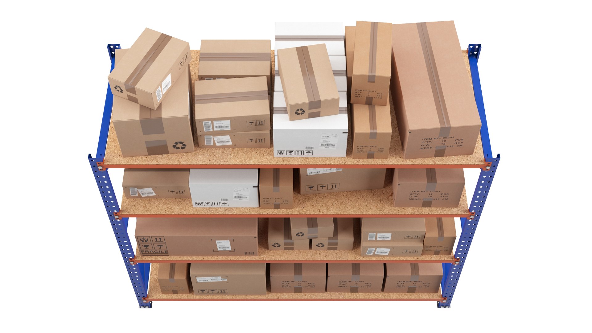 3D Warehouse Shelf With Boxes - TurboSquid 1992018