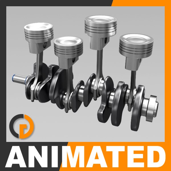 animation v8 engine cylinders obj
