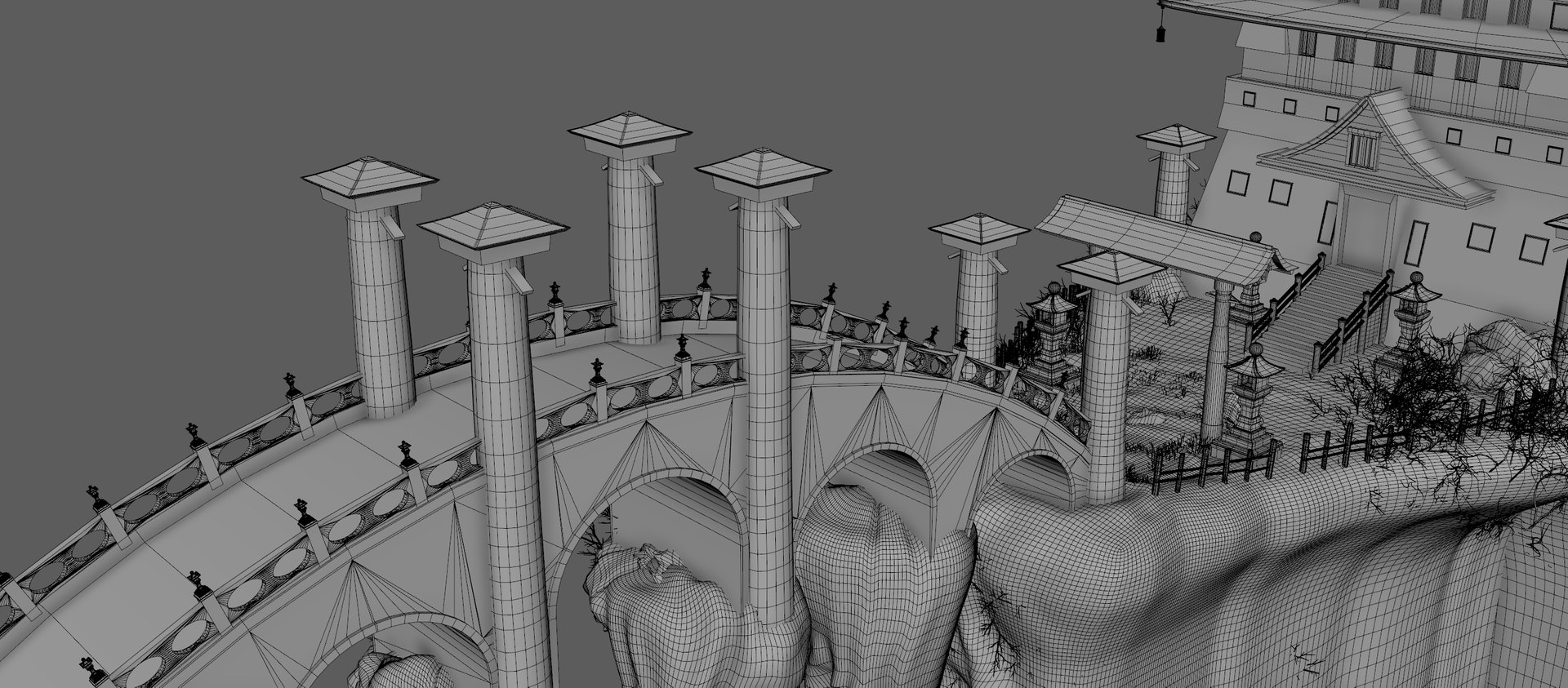 3D Fantasy Japan Castle Bridge Model - TurboSquid 1728990