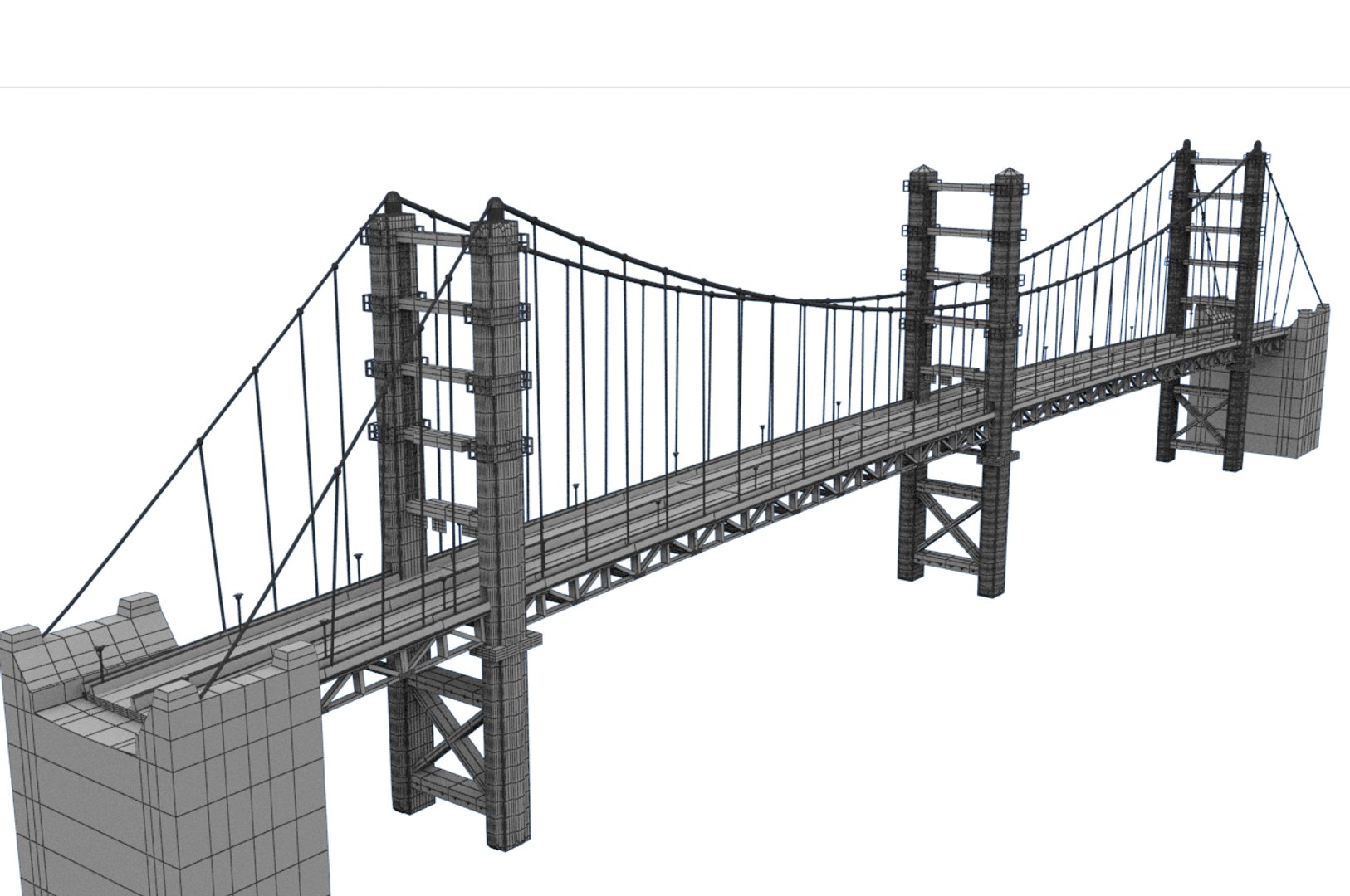 3d model of suspension bridge