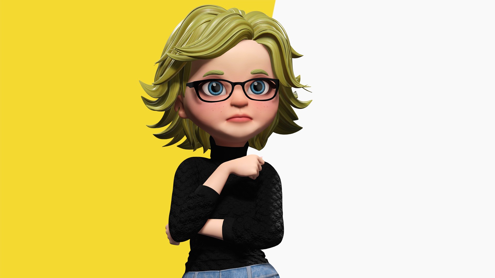 Chic And Intelligent Look Rigged Stylized Cute Nerdy Girl 3D Model 3D ...