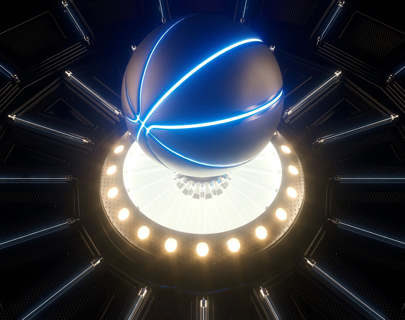 Futuristic Basketball Ball And Stage Model - TurboSquid 2128409