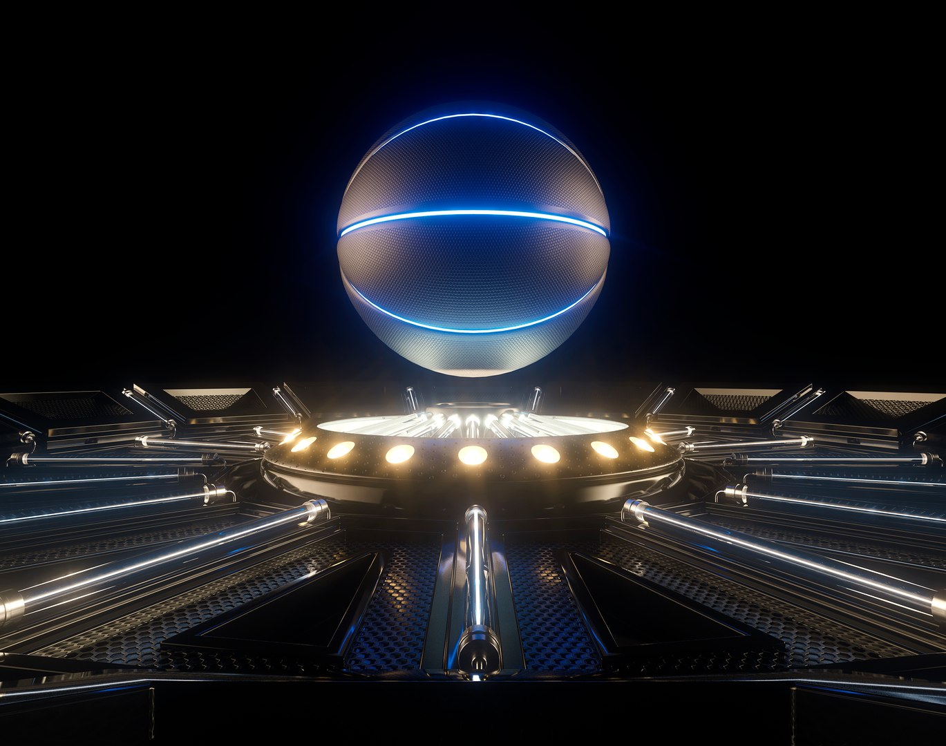Futuristic Basketball Ball And Stage Model - TurboSquid 2128409