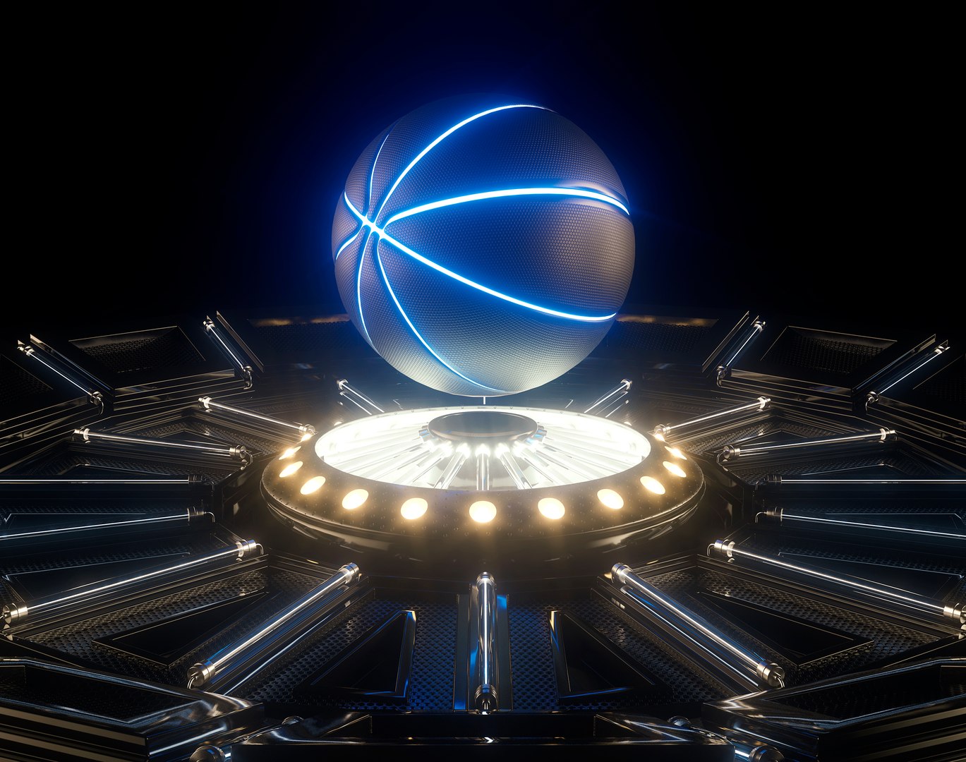 Futuristic Basketball Ball And Stage Model - TurboSquid 2128409