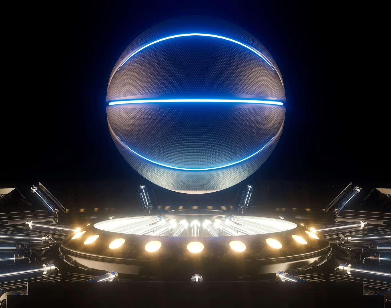 Futuristic Basketball Ball And Stage Model - TurboSquid 2128409