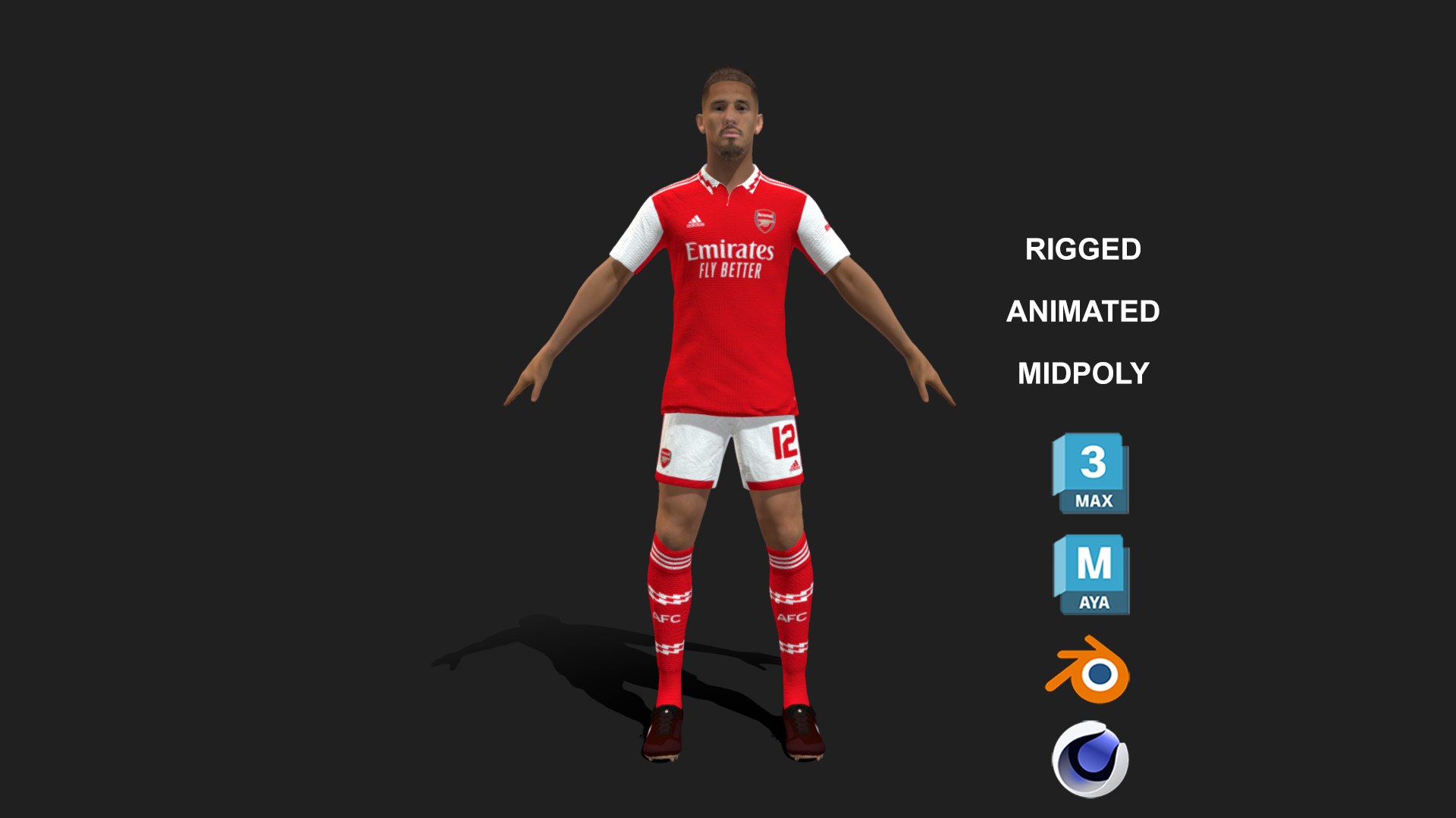 modelo 3d 3D Rigged William Saliba Arsenal 2023 - TurboSquid 2066578