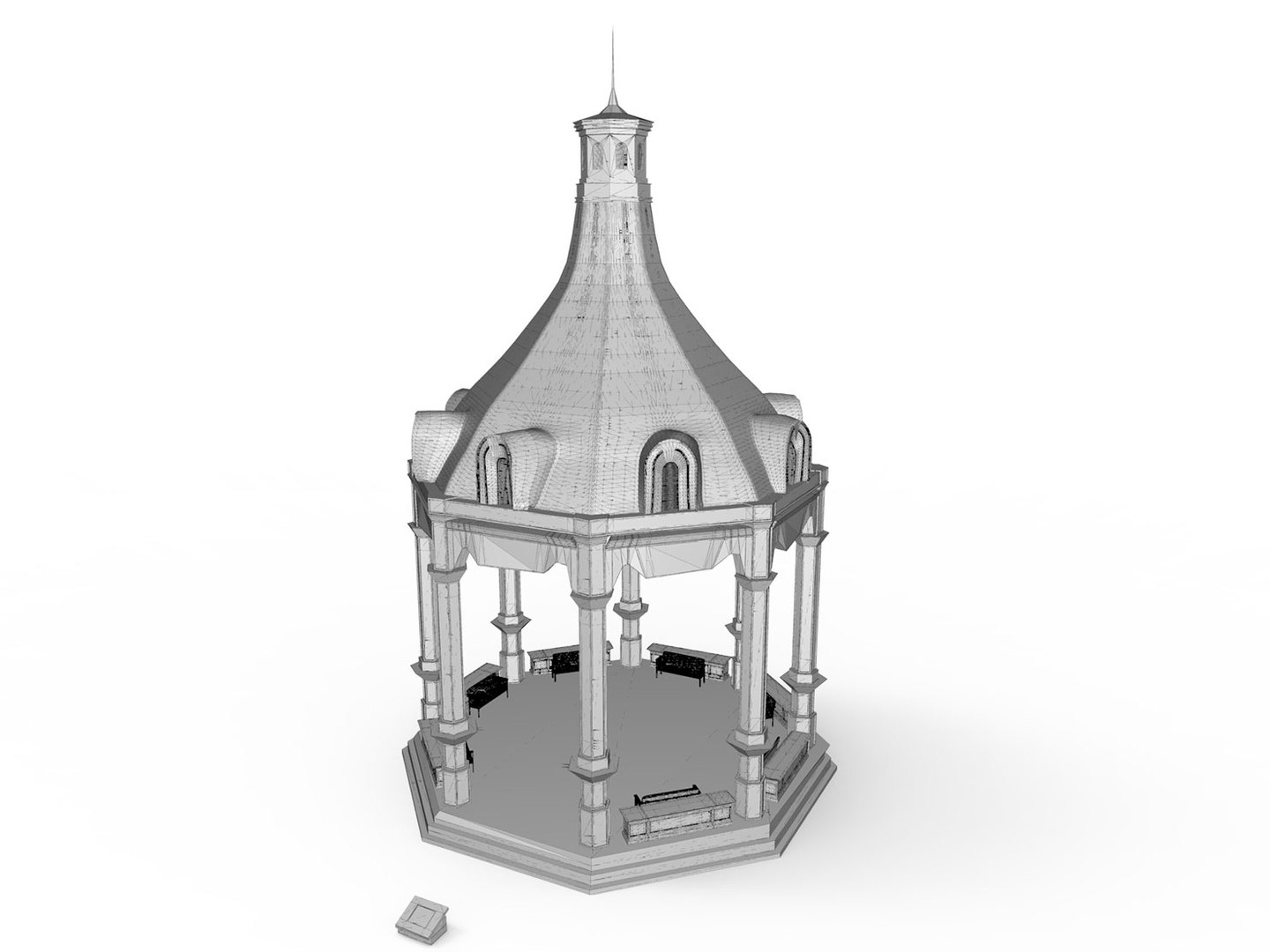 Octogonal Gazebo Victorian Style 3d Model