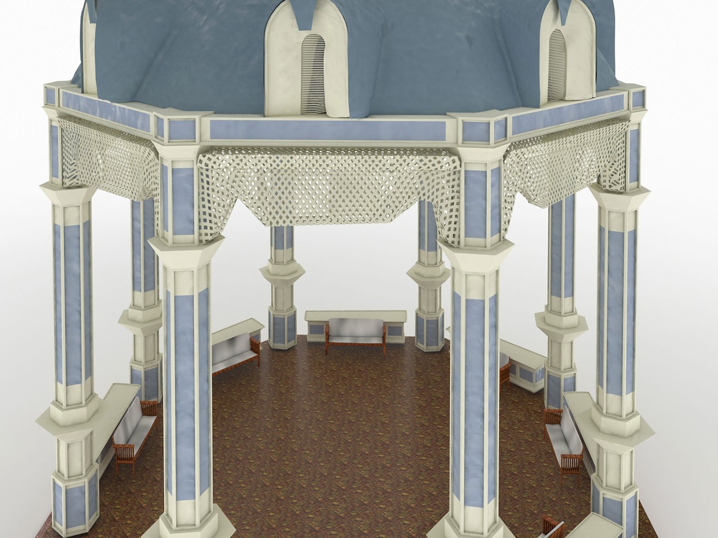 Octogonal Gazebo Victorian Style 3d Model