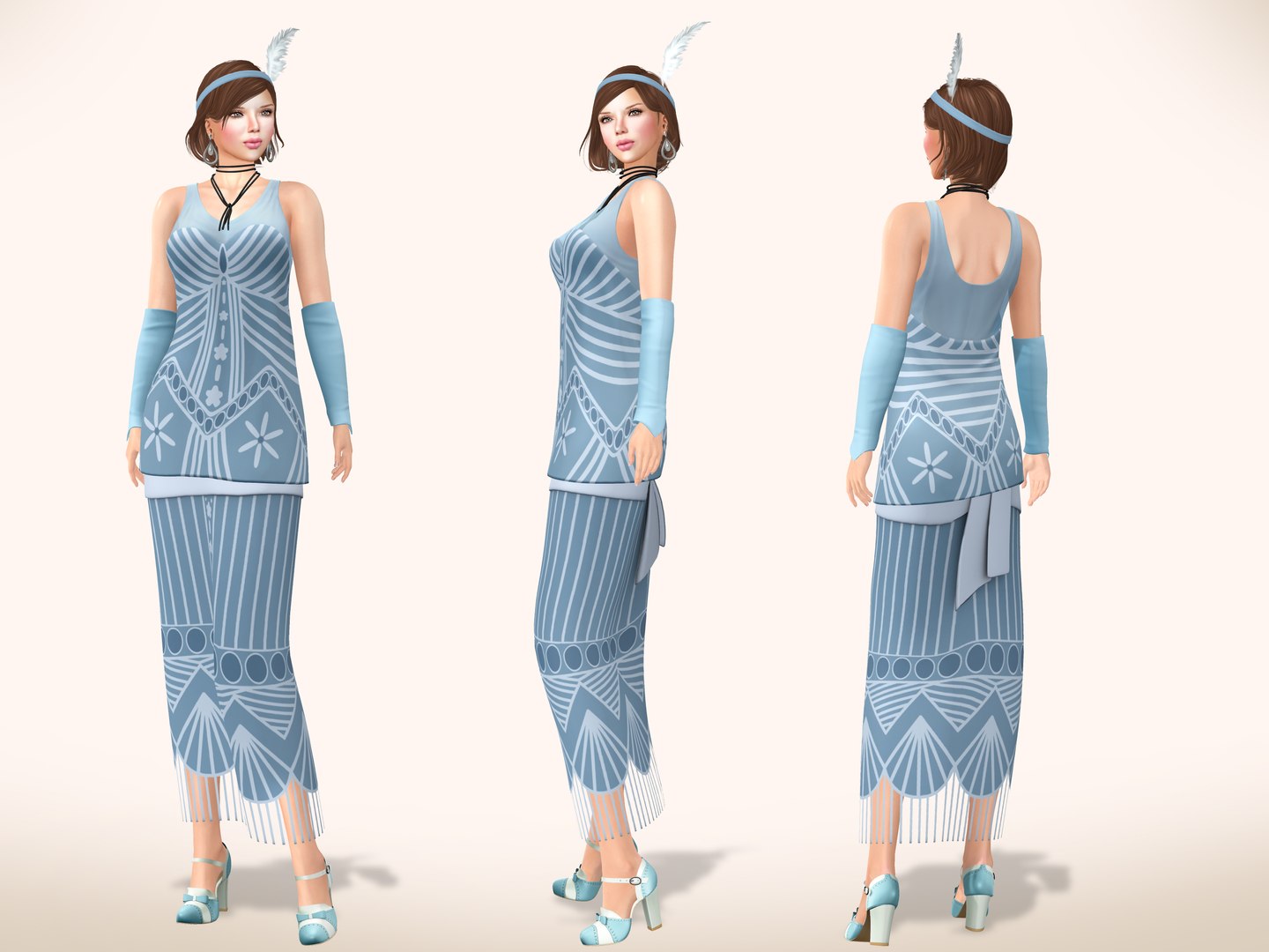 1920s Flapper Dress Outfit 3D - TurboSquid 1949283
