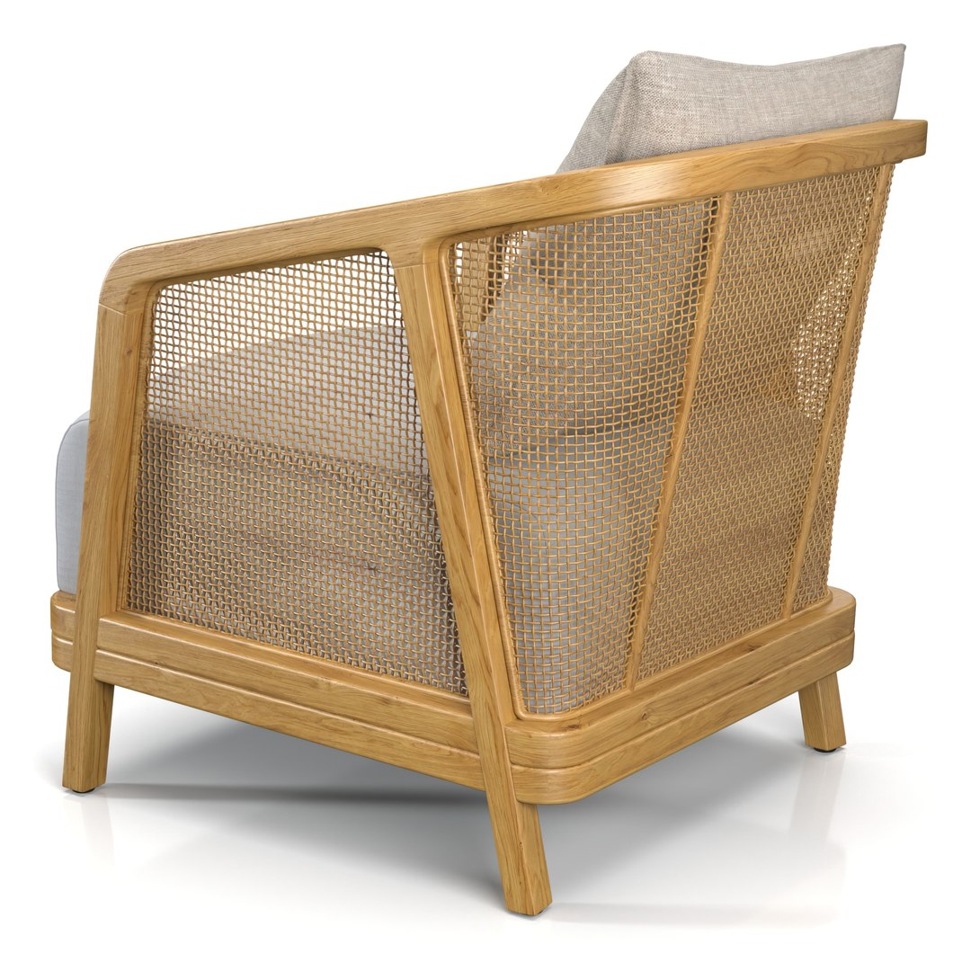 3D Belgrave Wicker Fabric Armchair - TurboSquid 2235228