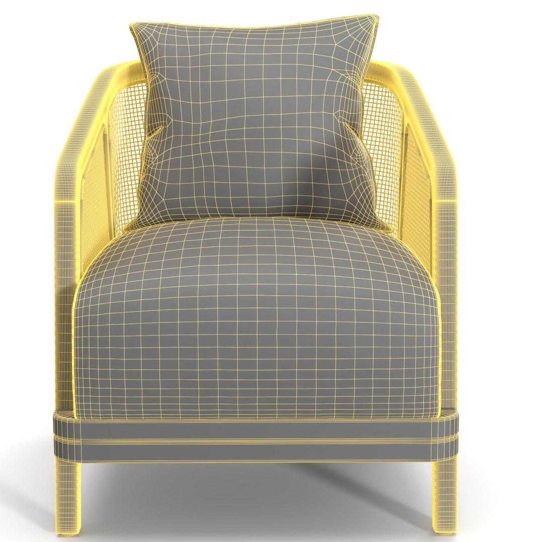 3D Belgrave Wicker Fabric Armchair - TurboSquid 2235228