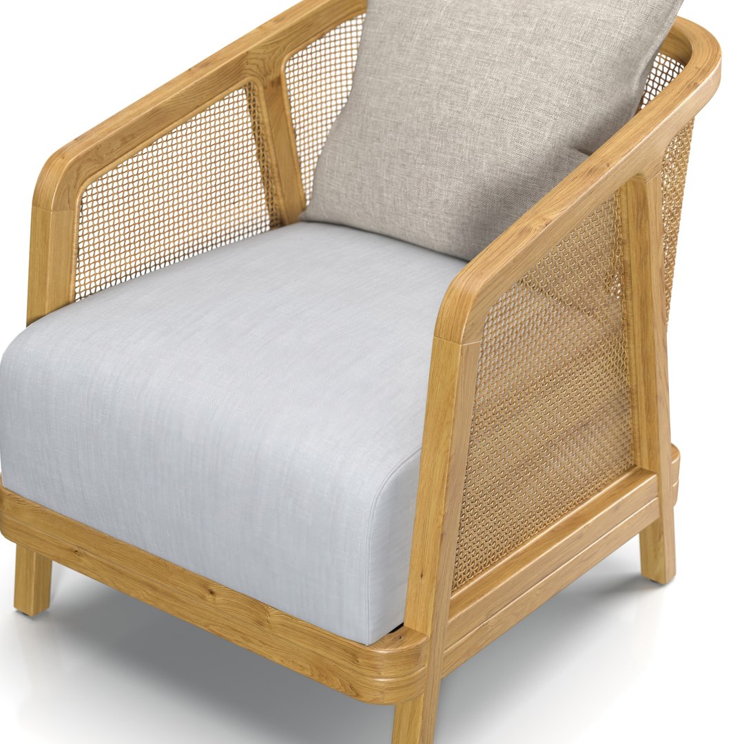 3D Belgrave Wicker Fabric Armchair - TurboSquid 2235228