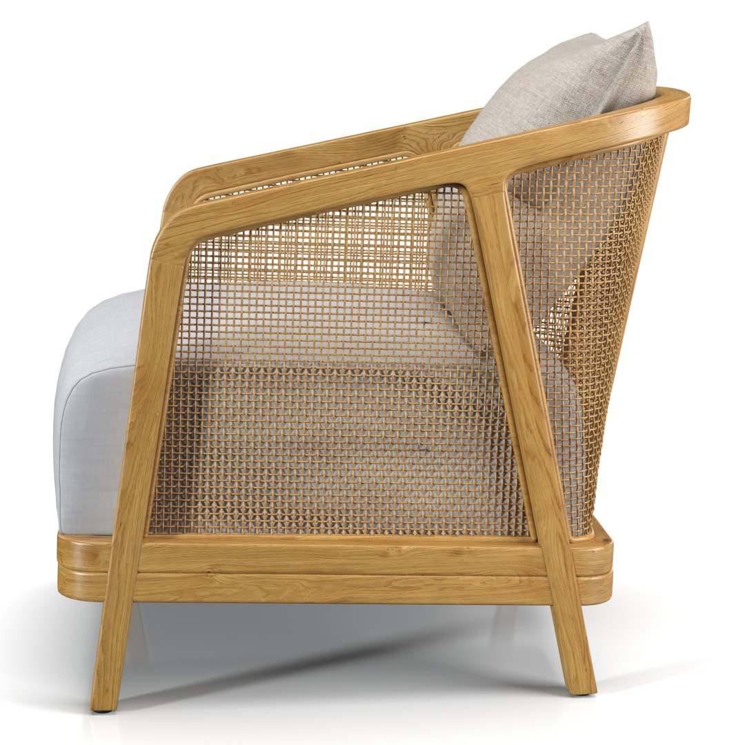 3D Belgrave Wicker Fabric Armchair - TurboSquid 2235228