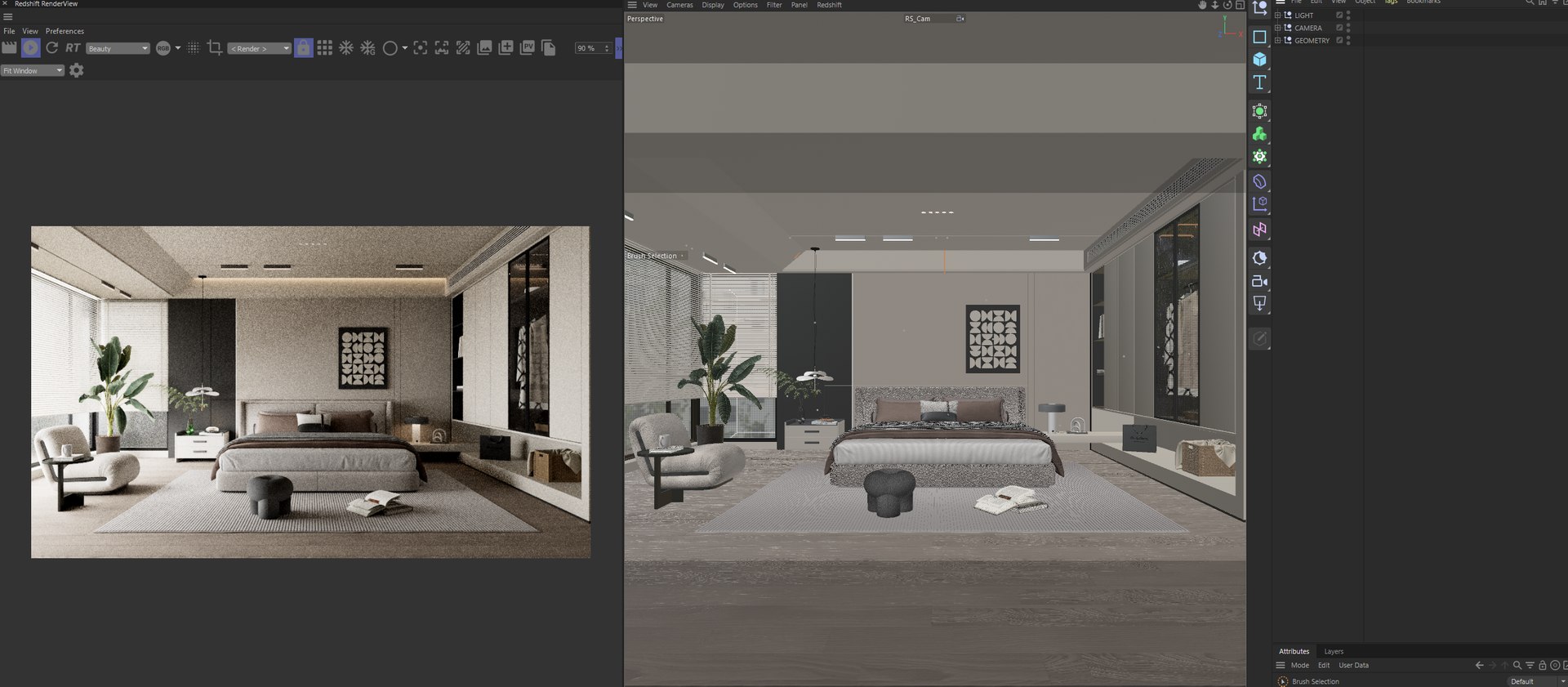 Cozy Bedroom Interior Scene For Cinema 4D And Redshift Render 3D Model - TurboSquid 2301303