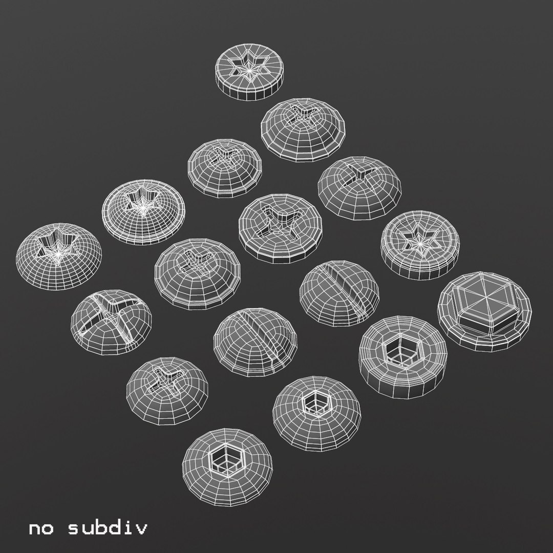 3D Screw Heads Subdiv - TurboSquid 1204349