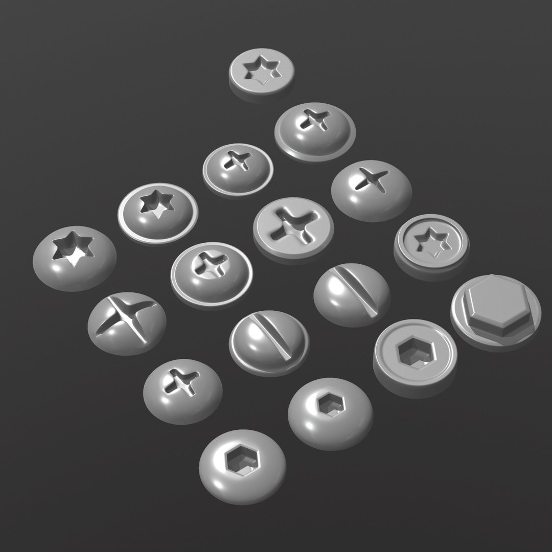 3D Screw Heads Subdiv - TurboSquid 1204349