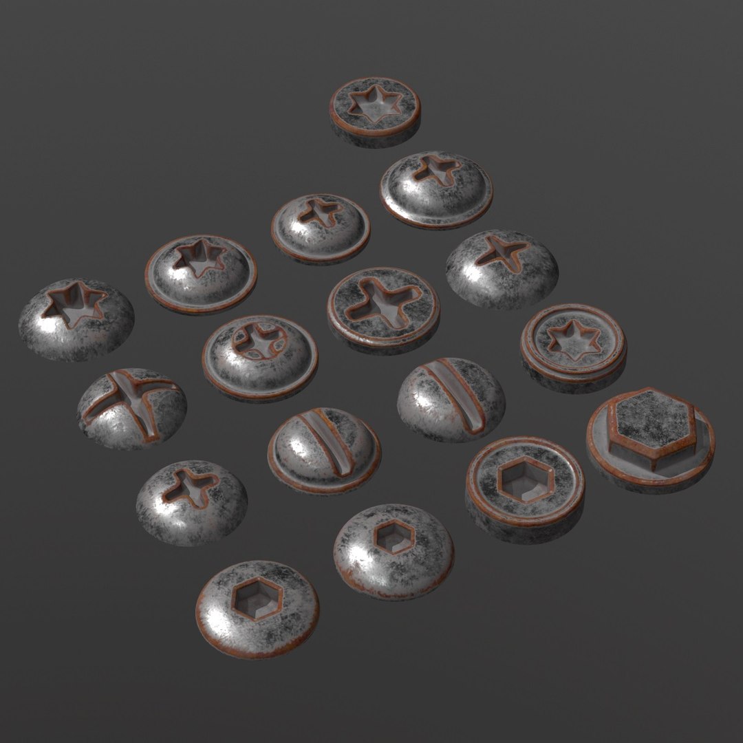 3D Screw Heads Subdiv - TurboSquid 1204349