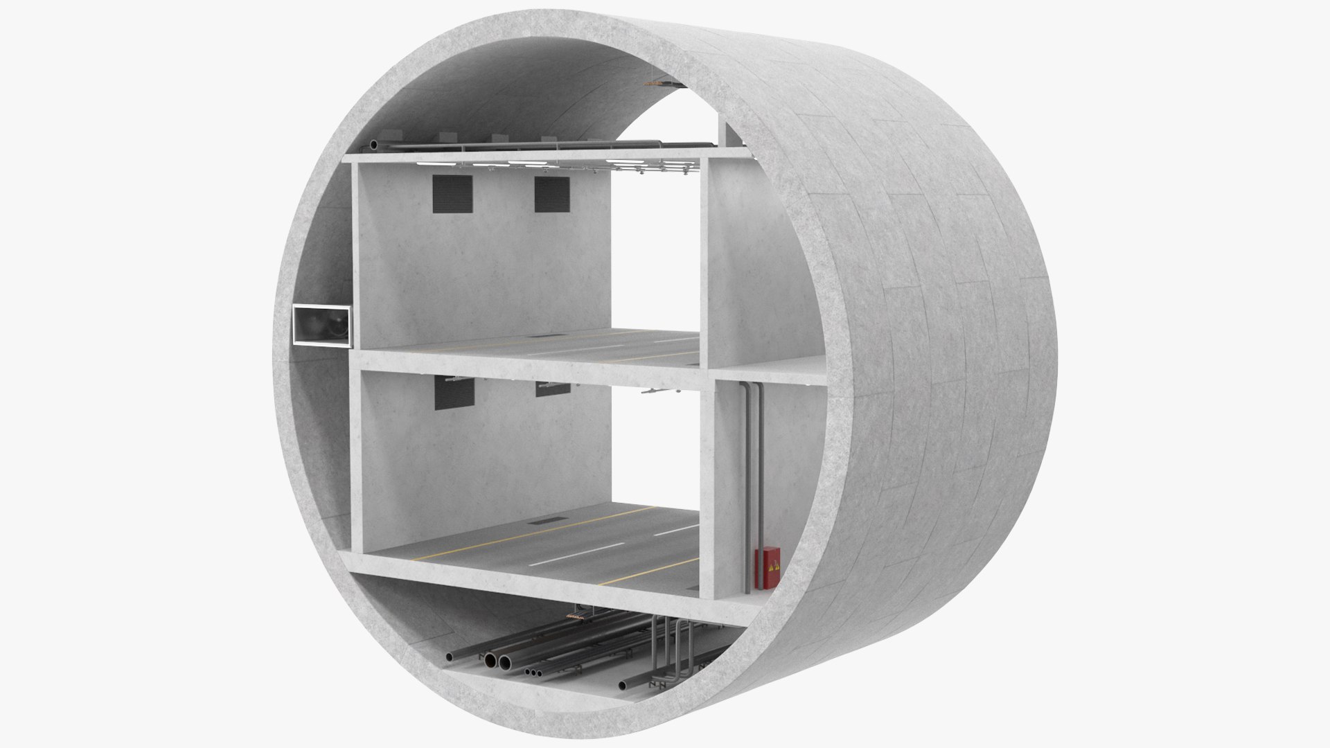 3D Two Level Tunnel Cross Section - TurboSquid 2282731