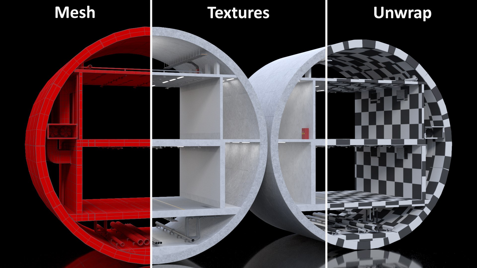 3D Two Level Tunnel Cross Section - TurboSquid 2282731