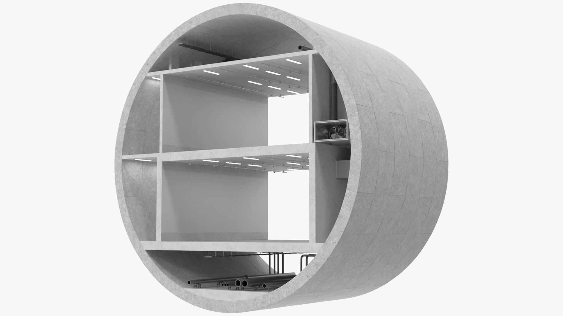 3D Two Level Tunnel Cross Section - TurboSquid 2282731
