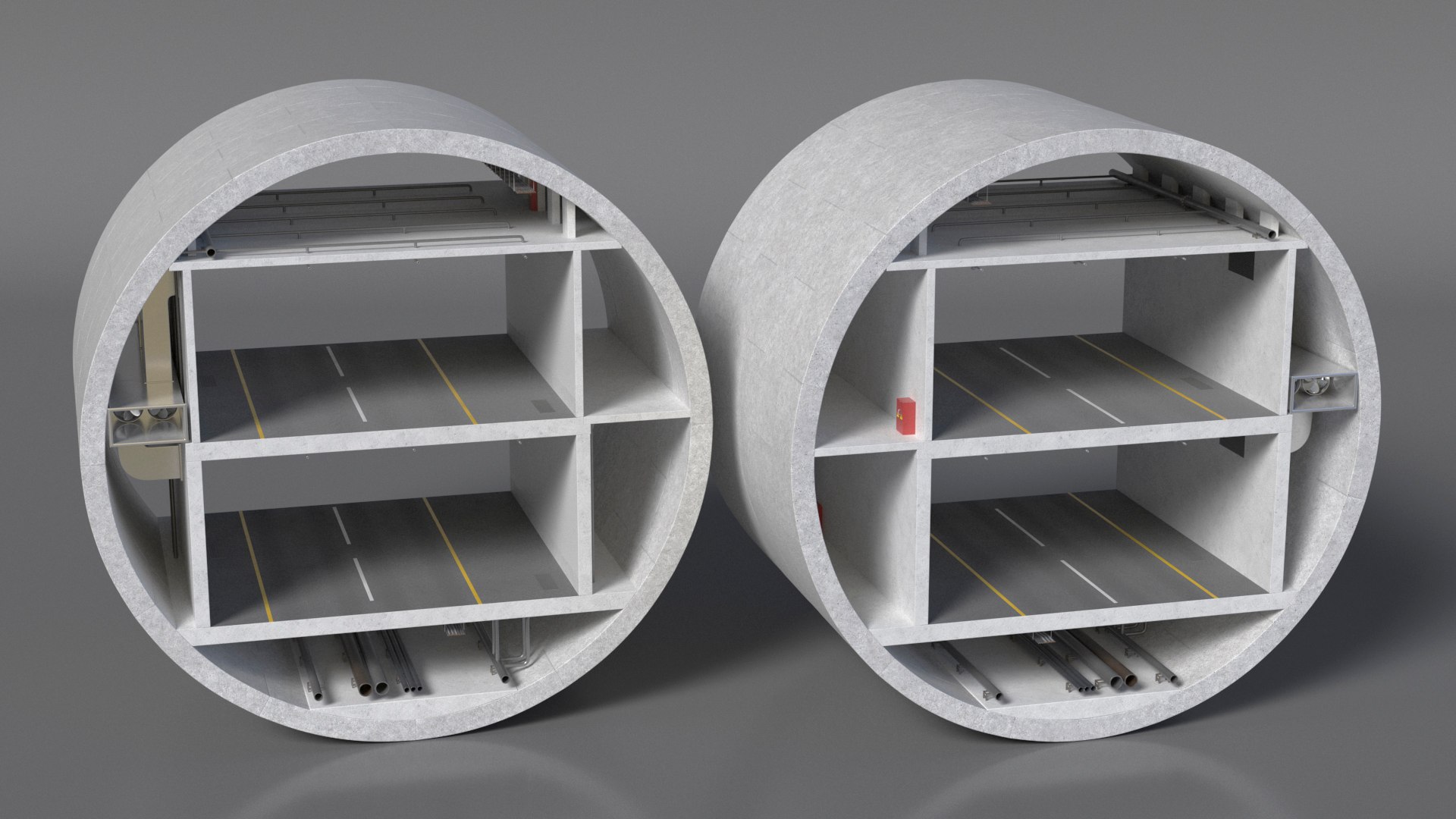 3D Two Level Tunnel Cross Section - TurboSquid 2282731