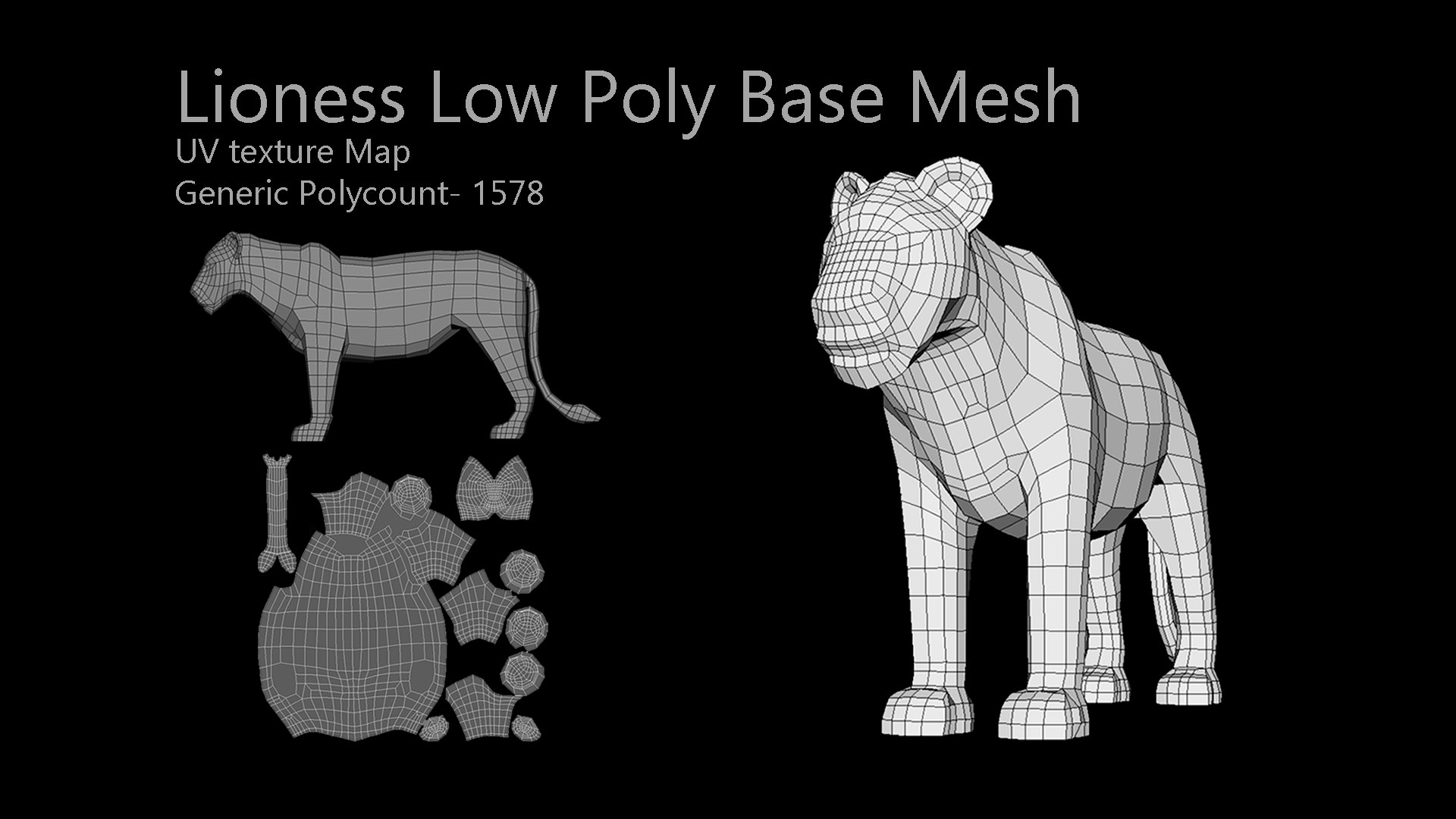 3D Lioness Low Poly - TurboSquid 2364977