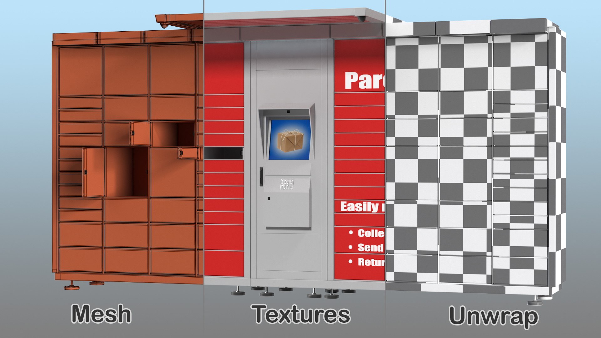 3D post parcel lockers - TurboSquid 1496529