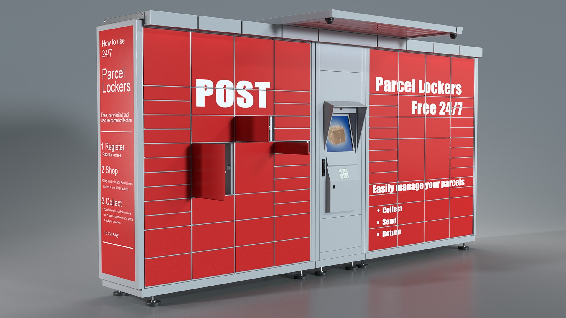 3D post parcel lockers - TurboSquid 1496529