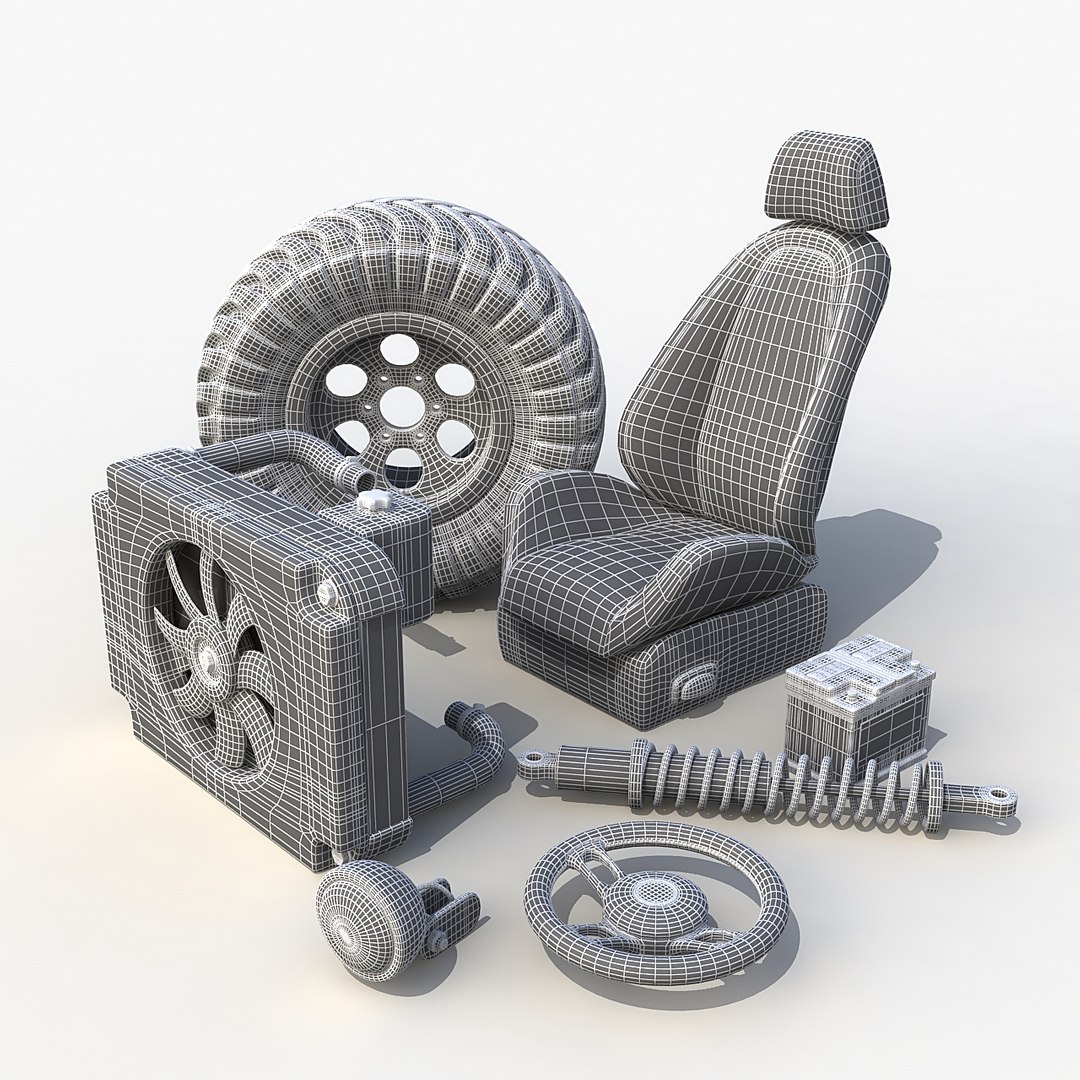 Set Car Garage Wheel 3d Model