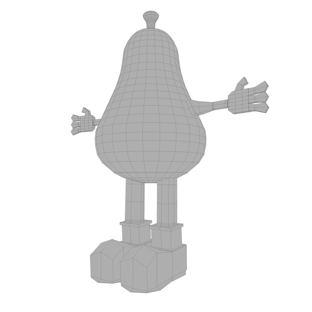 3d Obj Green Pear Cartoon Character