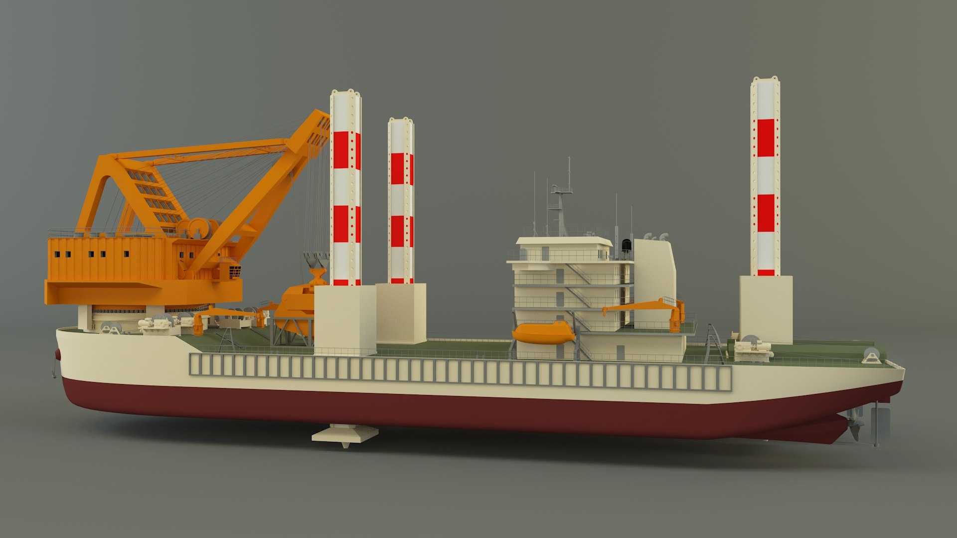 3D Zmpc 220t Grab Dredger - TurboSquid 2262379