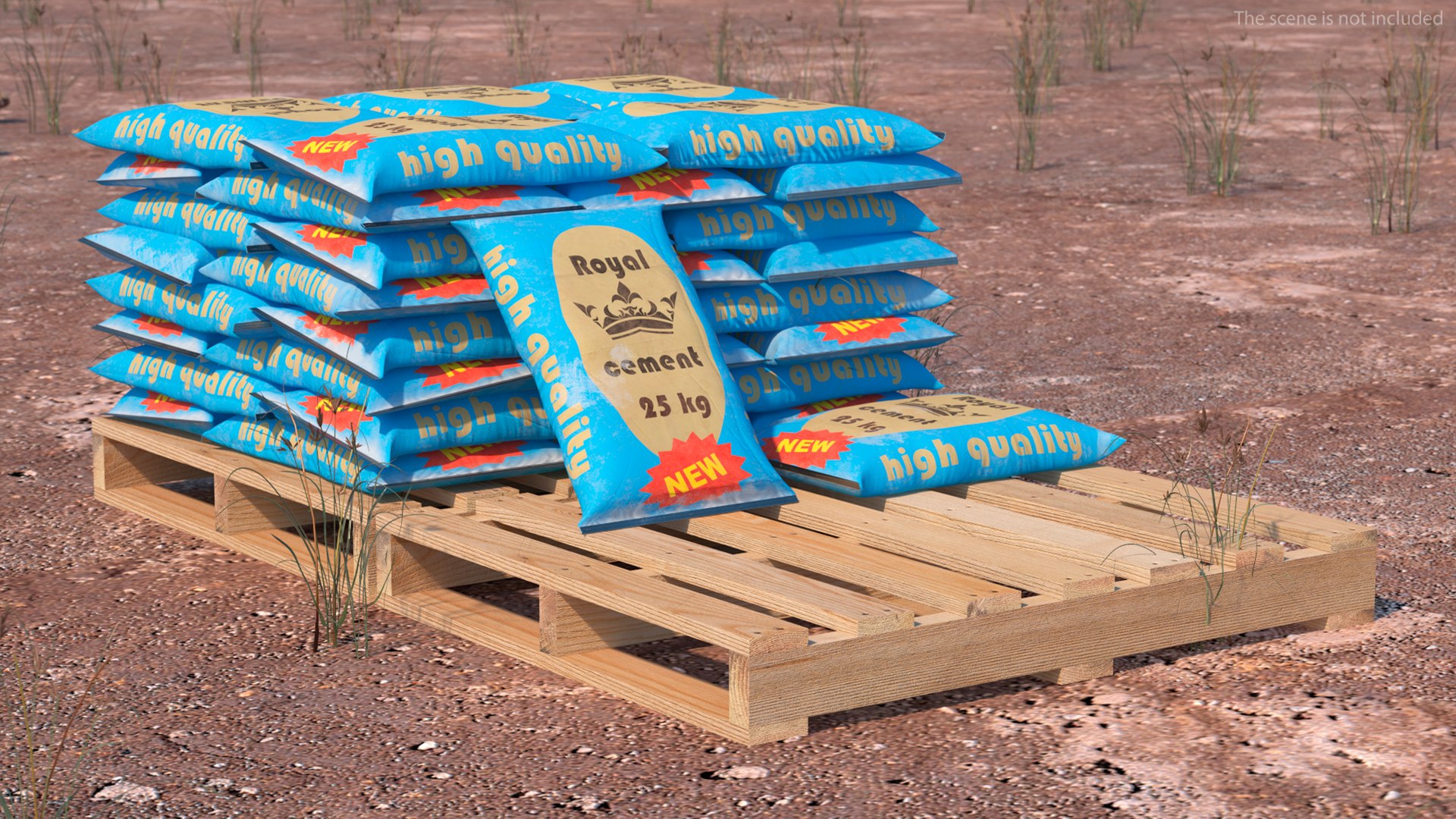 Stacked Cement Bags On Pallet Model - TurboSquid 2246789