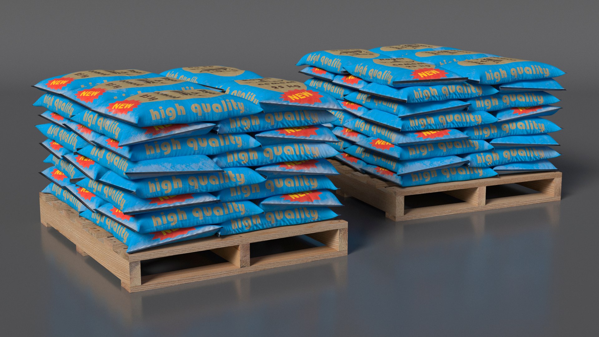 Stacked Cement Bags On Pallet Model - TurboSquid 2246789