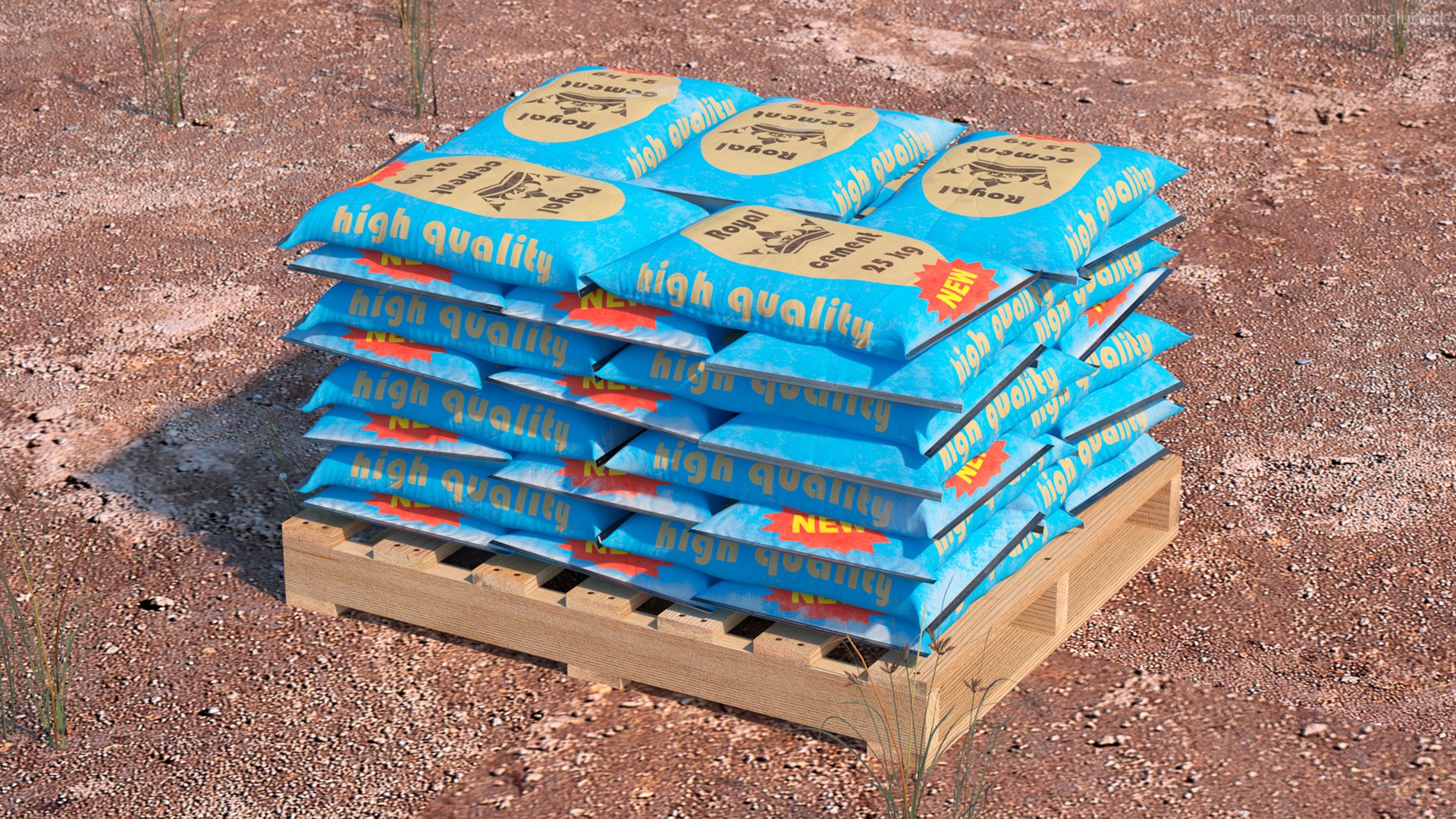 Stacked Cement Bags On Pallet Model - TurboSquid 2246789