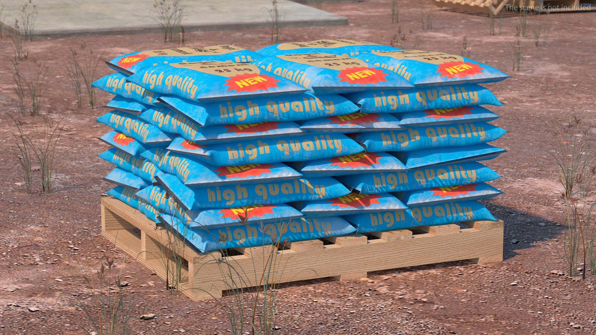 Stacked Cement Bags On Pallet Model - TurboSquid 2246789