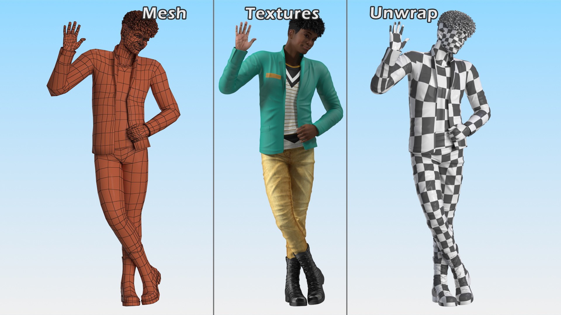 3D Model Light Skin Teenager Fashionable Style Standing Pose ...