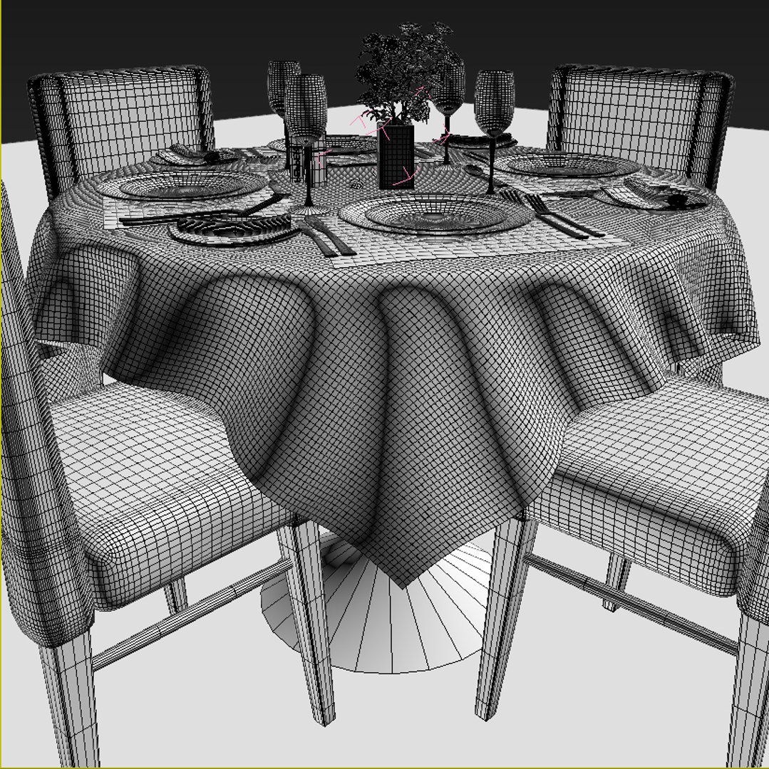 3d Dining Table Chairs Model
