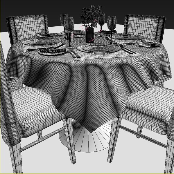 3d dining table chairs model