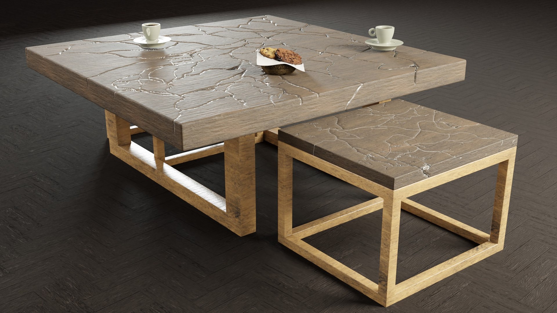 Kintsugi set coffee table 3D model - TurboSquid 1645018