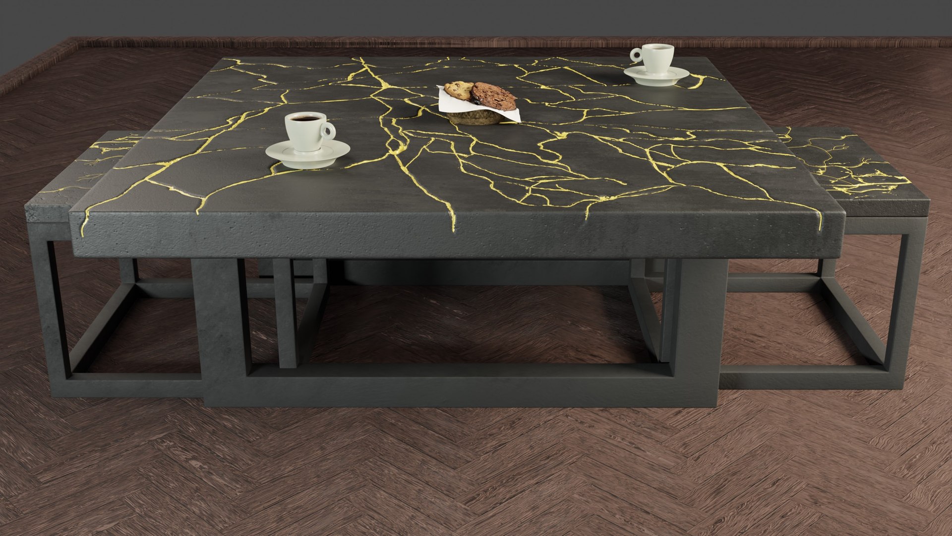 Kintsugi set coffee table 3D model - TurboSquid 1645018
