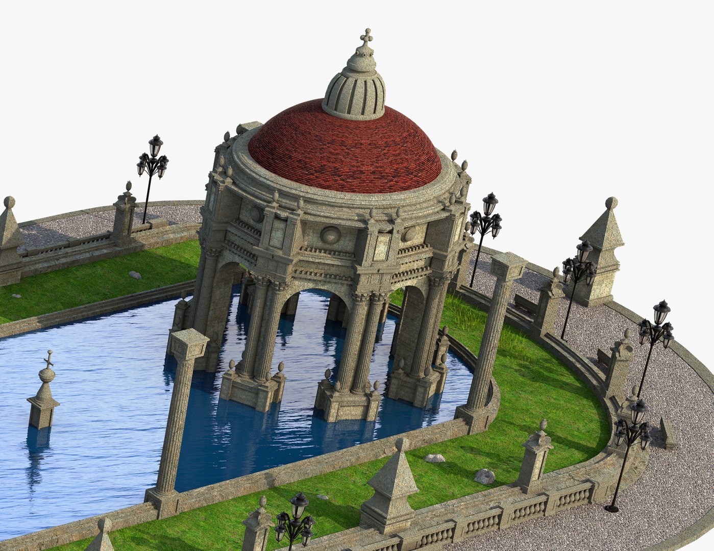 3D Fantasy Classic Swimming Pool Temple - TurboSquid 1776058